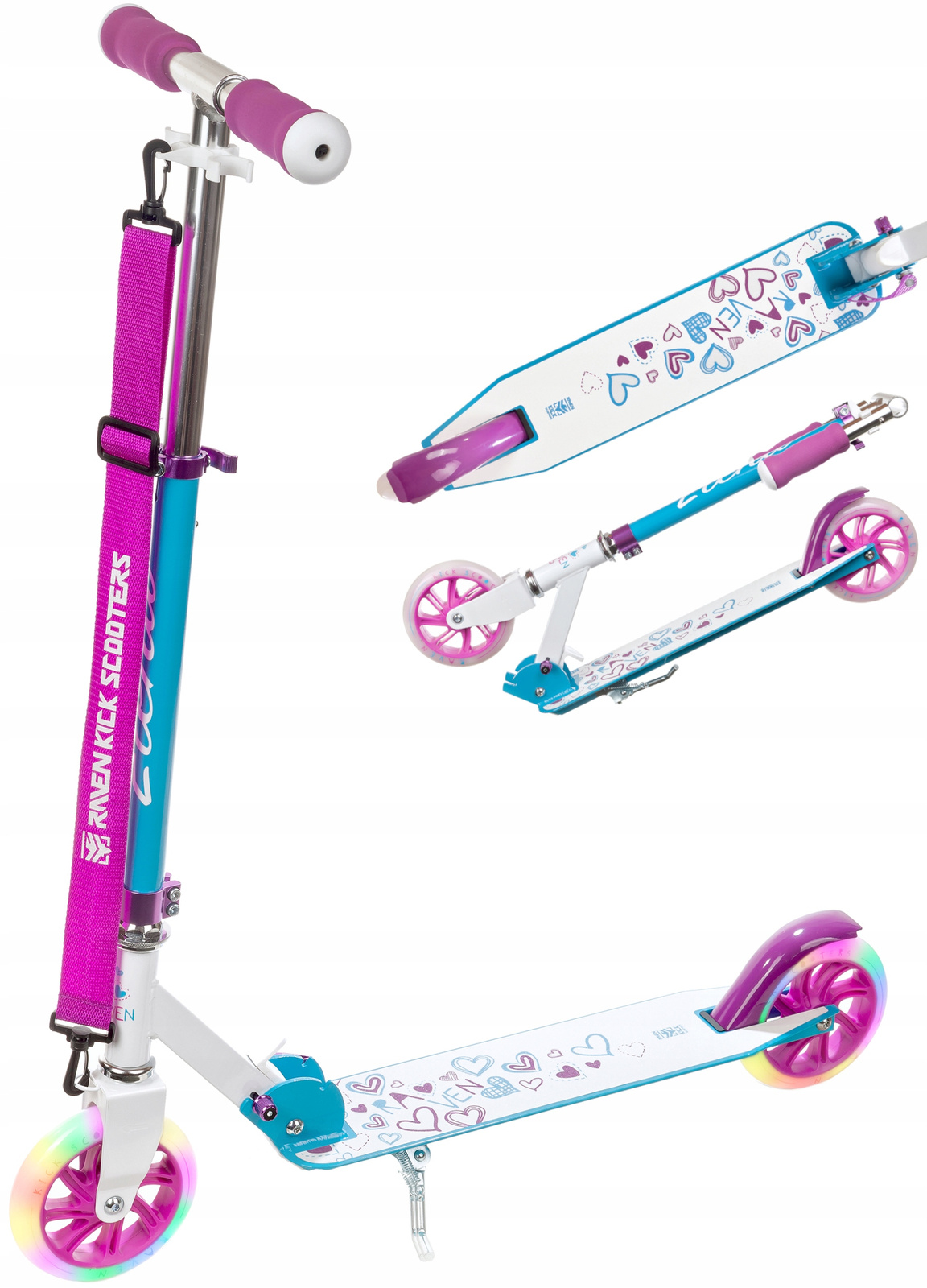 Hulajnoga Składana Raven Elena 145mm Kółka LED Purple || Blue ...